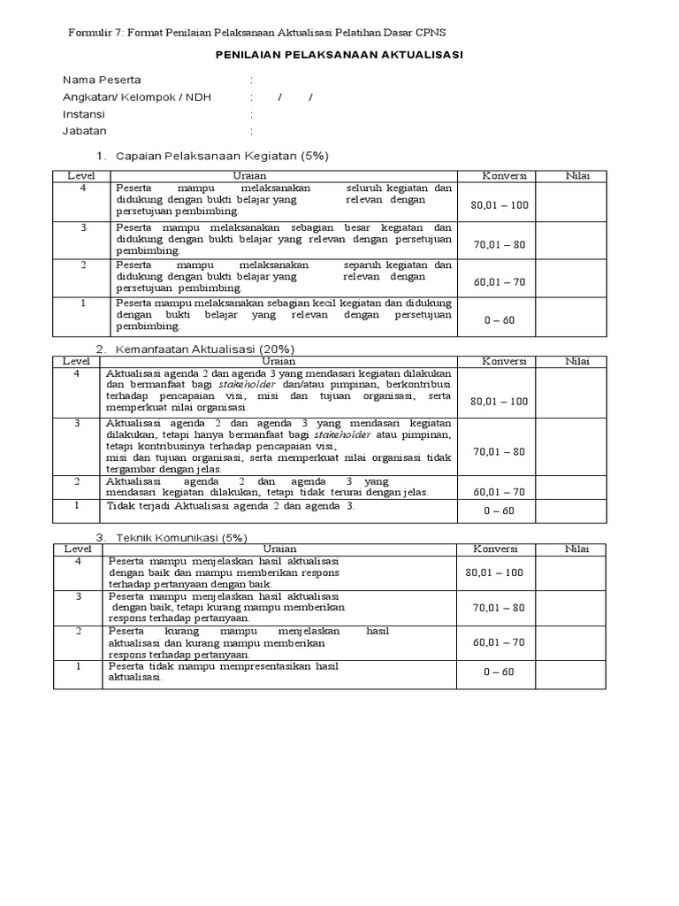 Form 7 - Penilaian - Penguji | PDF | Karier & Perkembangan