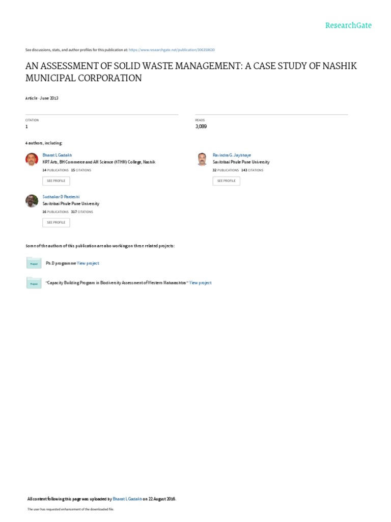 Nashik Waste Management Assessment | PDF | Municipal Solid Waste | Waste