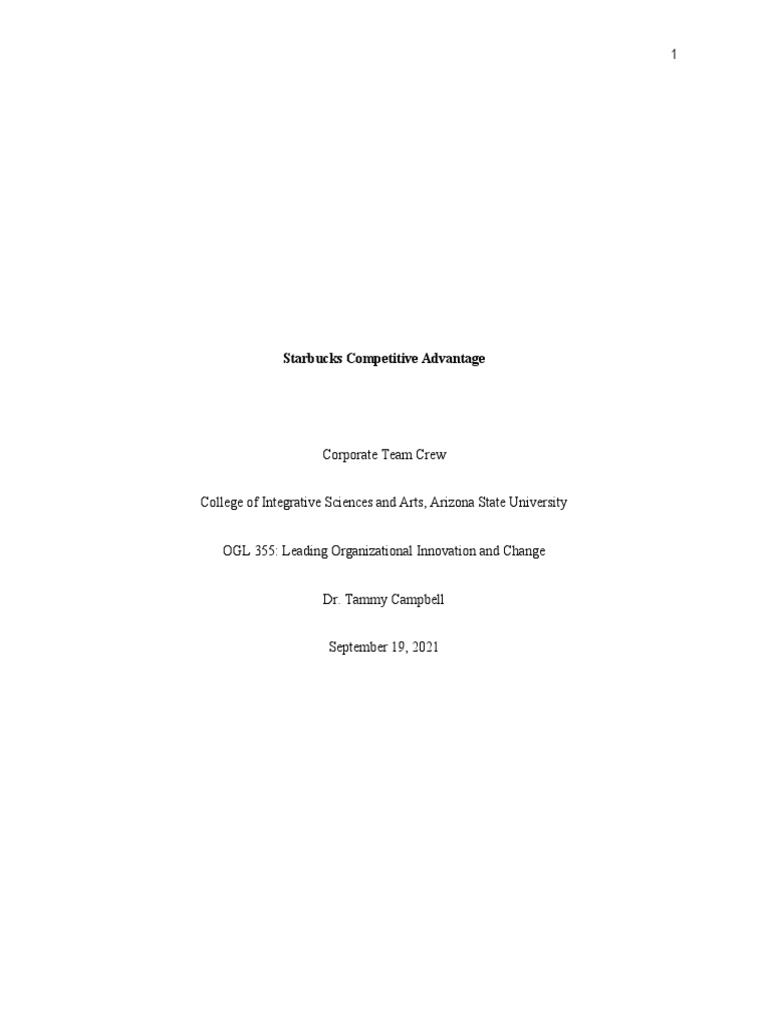 Starbucks Competitive Advantage | PDF | Competitive Advantage | Starbucks