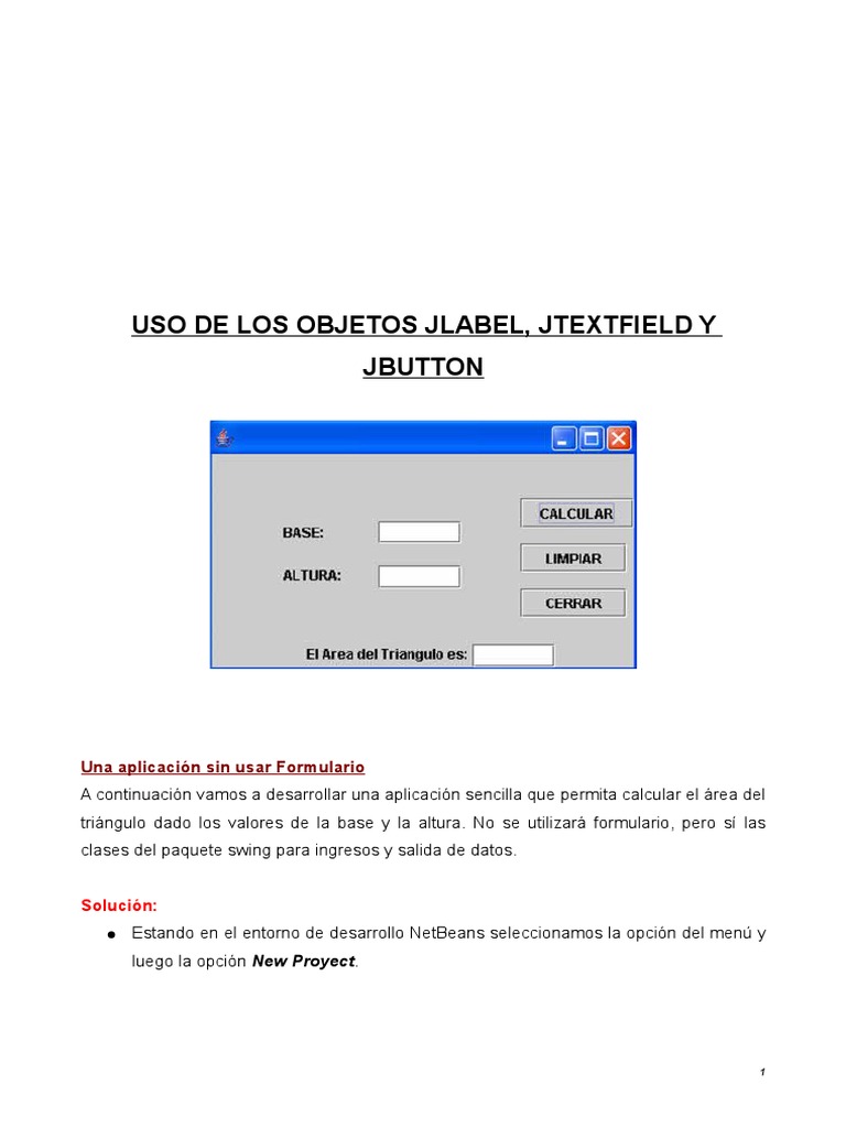 Tema 2 Objetos JLabel JTextField JButton | PDF | Java (lenguaje de ...