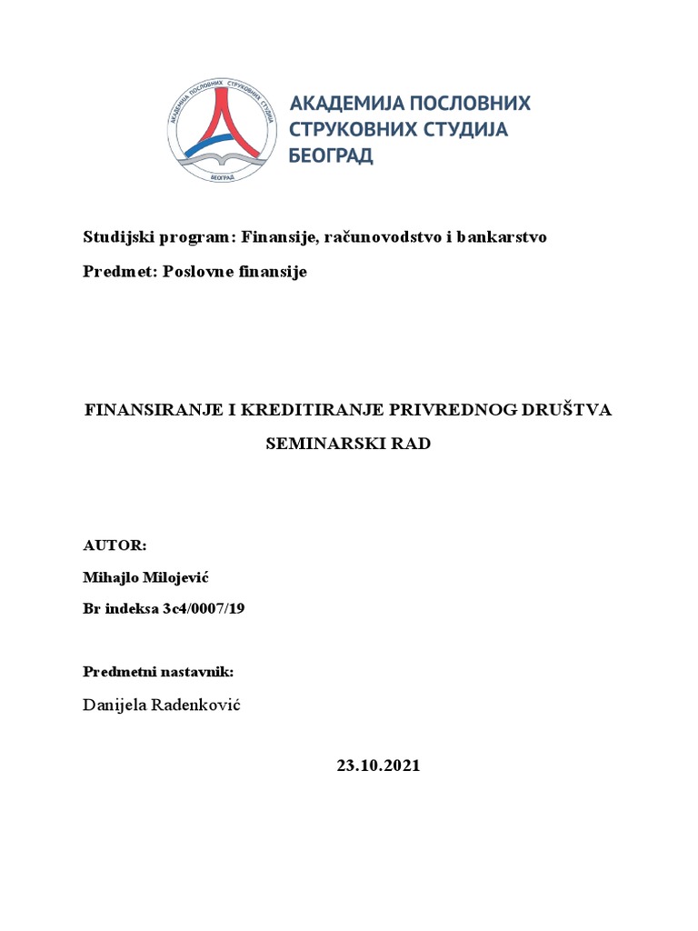 Poslovne Finansije | PDF