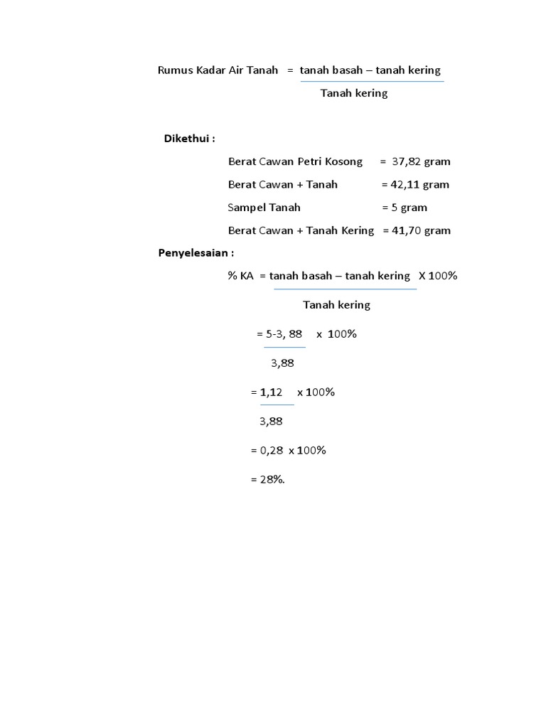 Rumus Kadar Air Tanah | PDF