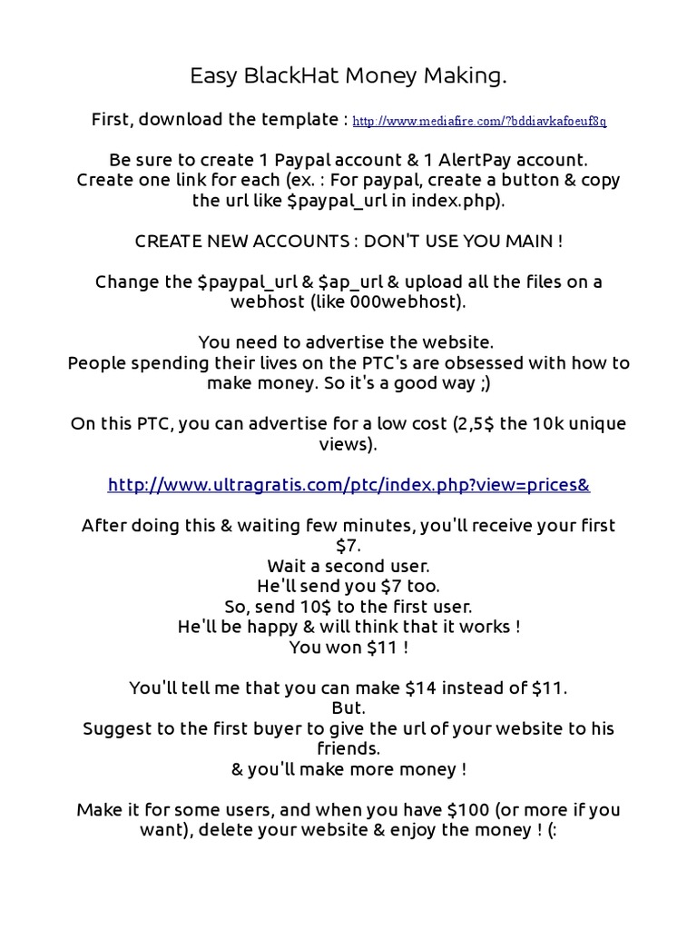 BlackHat Money Making Guide | PDF | Career & Growth