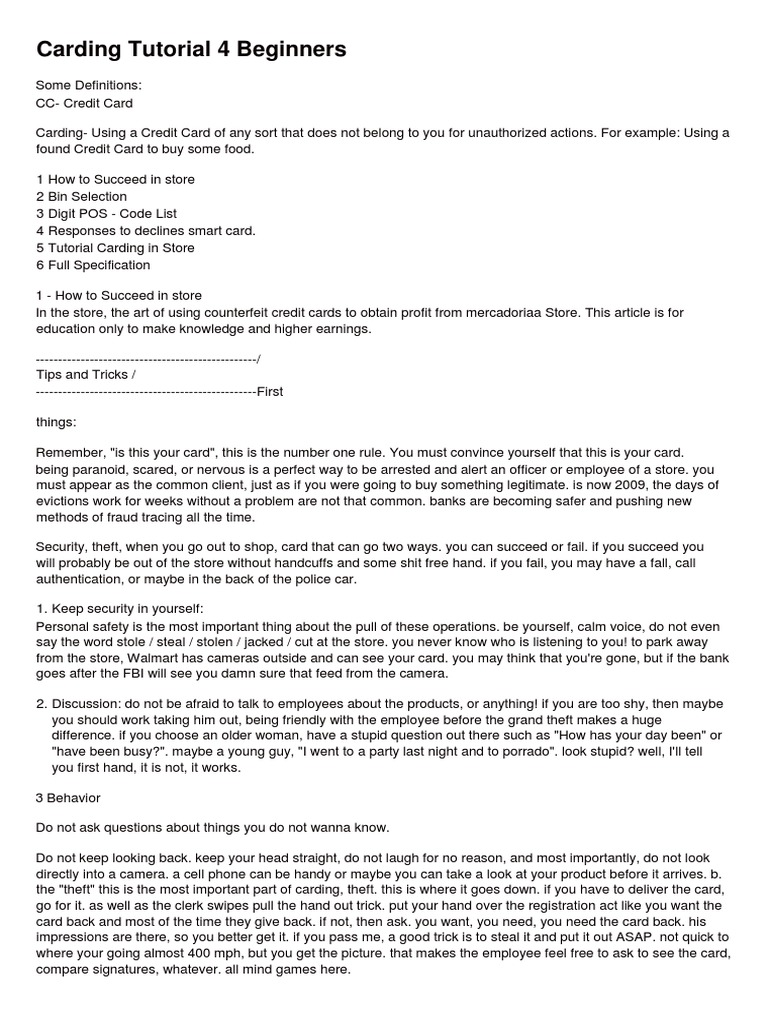 Carding Tutorial 4 Beginners | PDF | Personal Identification Number | Visa Inc.