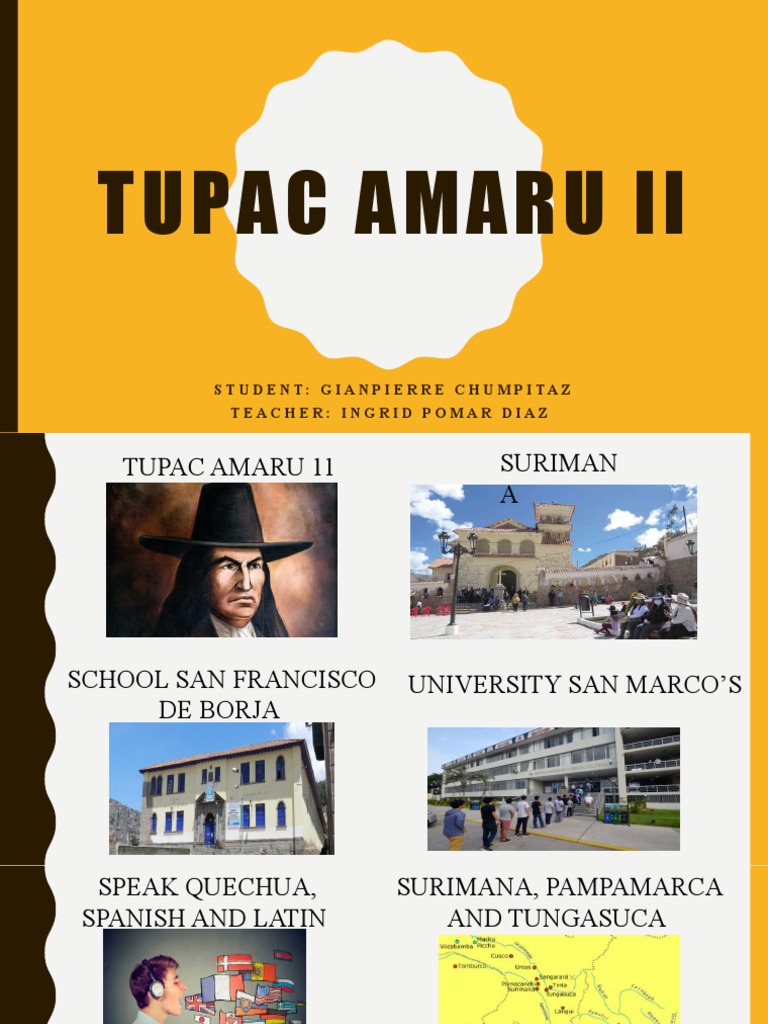 Tupac Amaru Ii: Student: Gianpierre Chumpitaz Teacher: Ingrid Pomar ...