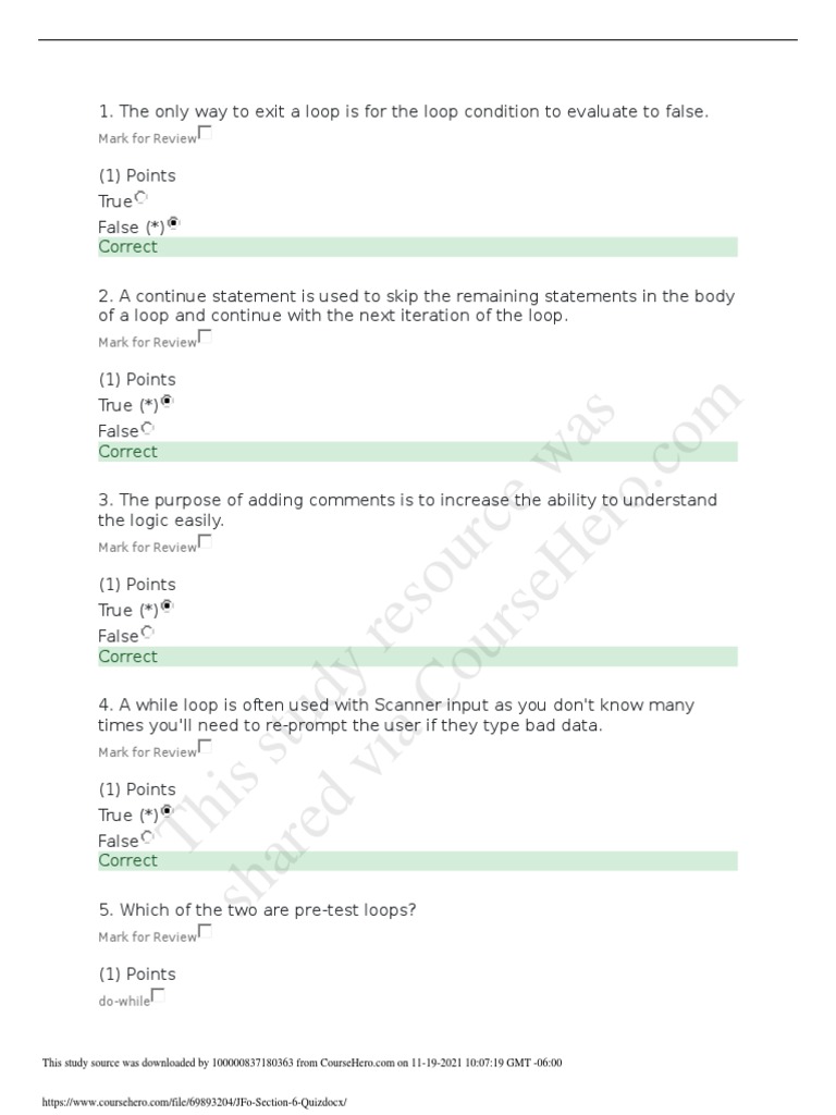 JFo Section 6 Quiz | PDF | Control Flow | Computer Engineering
