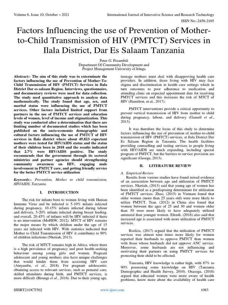 Factors Influencing The Use of Prevention of Motherto-Child ...