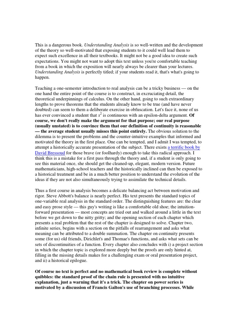 Understanding Analysis | PDF | Series (Mathematics) | Teaching Mathematics