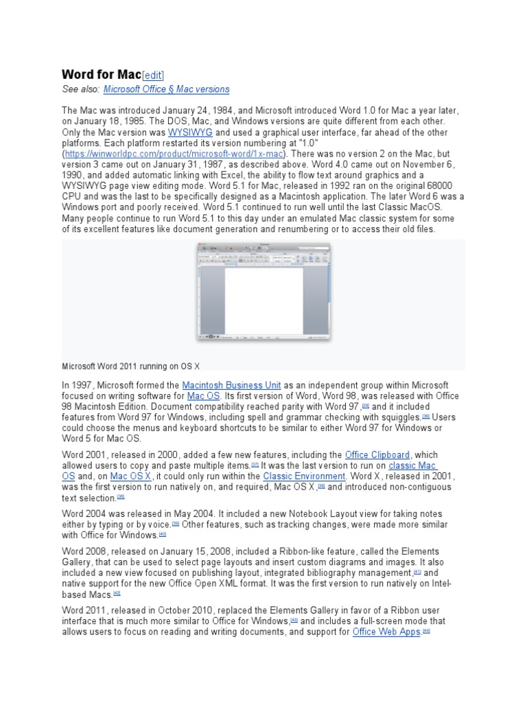 Word For Mac: Microsoft Office Mac Versions | PDF | Microsoft Word | Mac Os