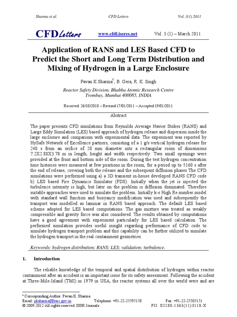 Application of RANS and LES Based CFD To Predict The Short and Long ...