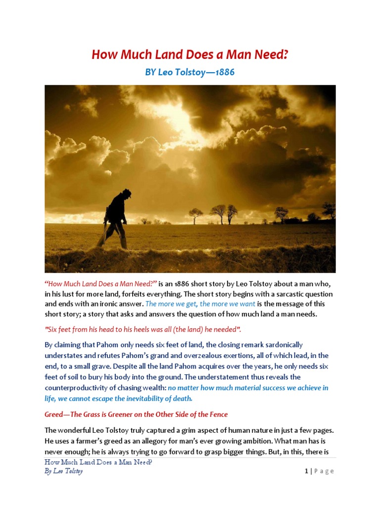 How Much Land Does A Man Need - Analysis Revised Z | PDF | Serfdom ...