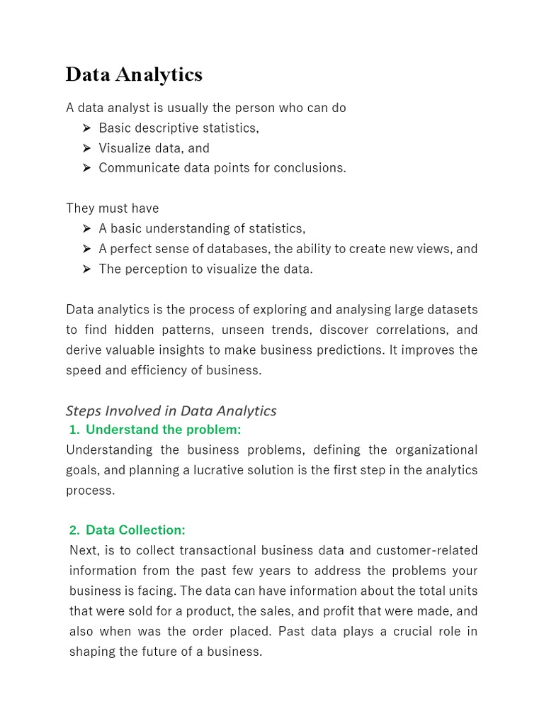 Steps Involved in Data Analytics | PDF