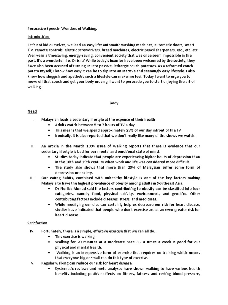 Persuasive Speech | PDF | Cardiovascular Diseases | Obesity