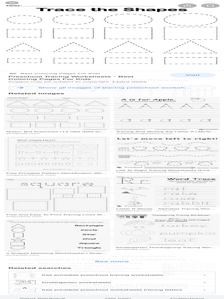 Tracing Preschool Worksheets - Google Search | PDF | Preschool