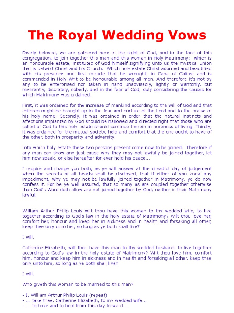 Royal Wedding Vows | God The Father | Eternal Life (Christianity)