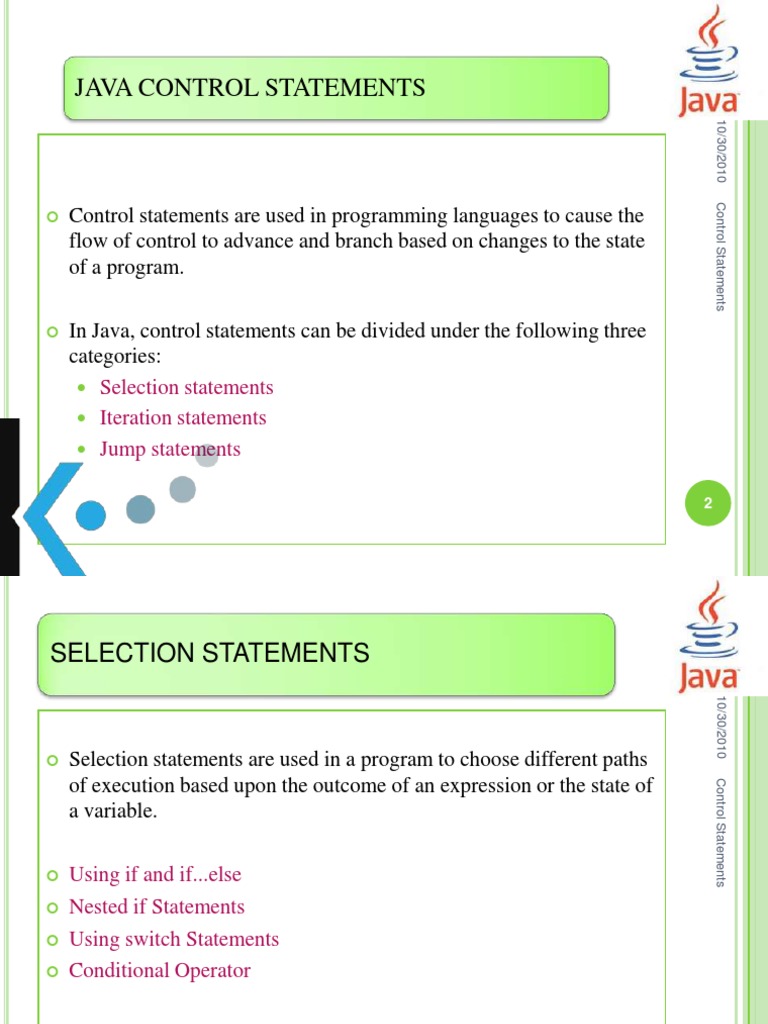 Control Statements In Java Pdf Control Flow Computer Programming