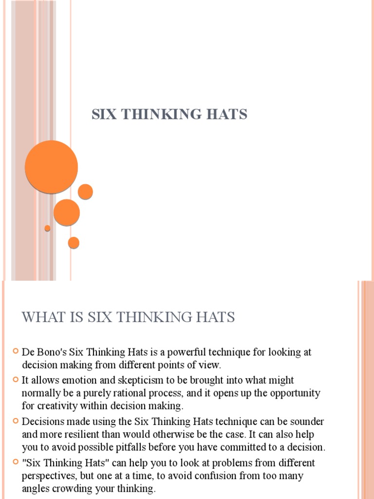 Six Thinking Hats | PDF | Intuition | Decision Making