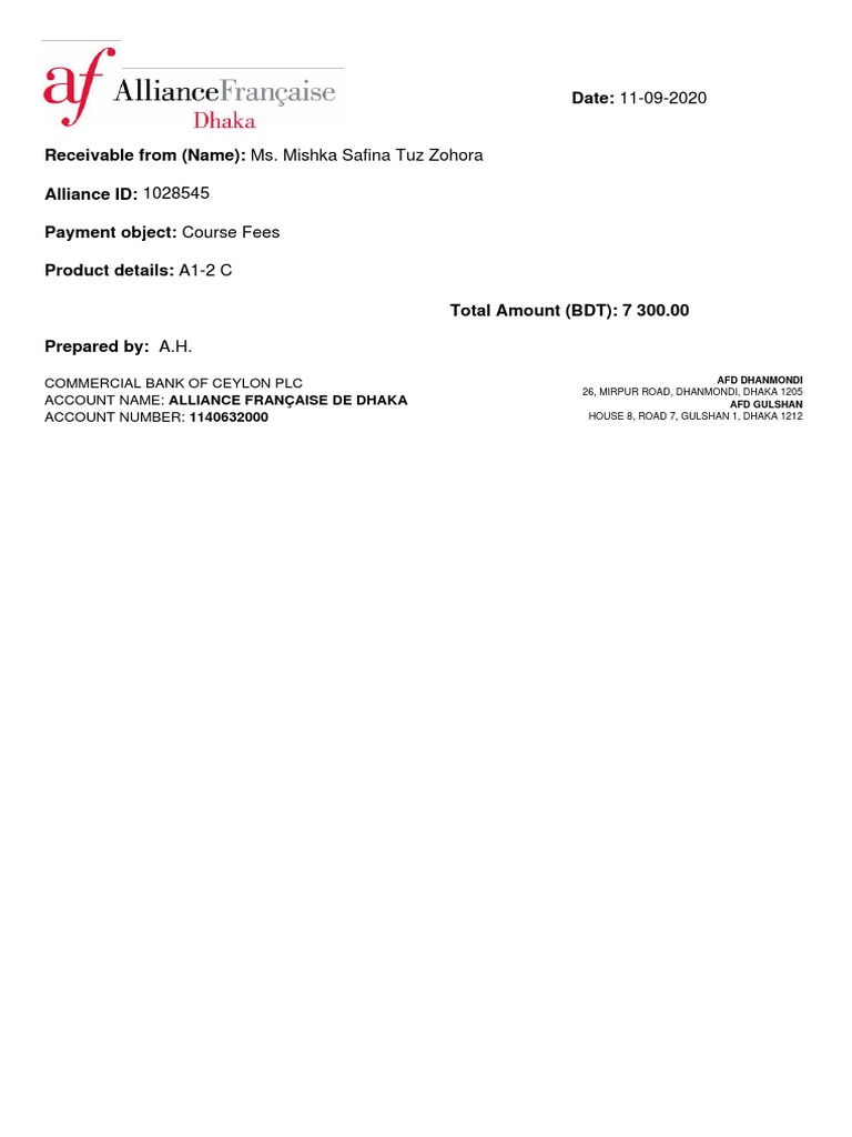 1028545-Course Fees-Bill | PDF