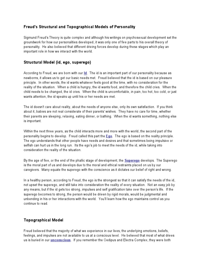 Freud's Structural and Topographical Models of Personality | Download ...