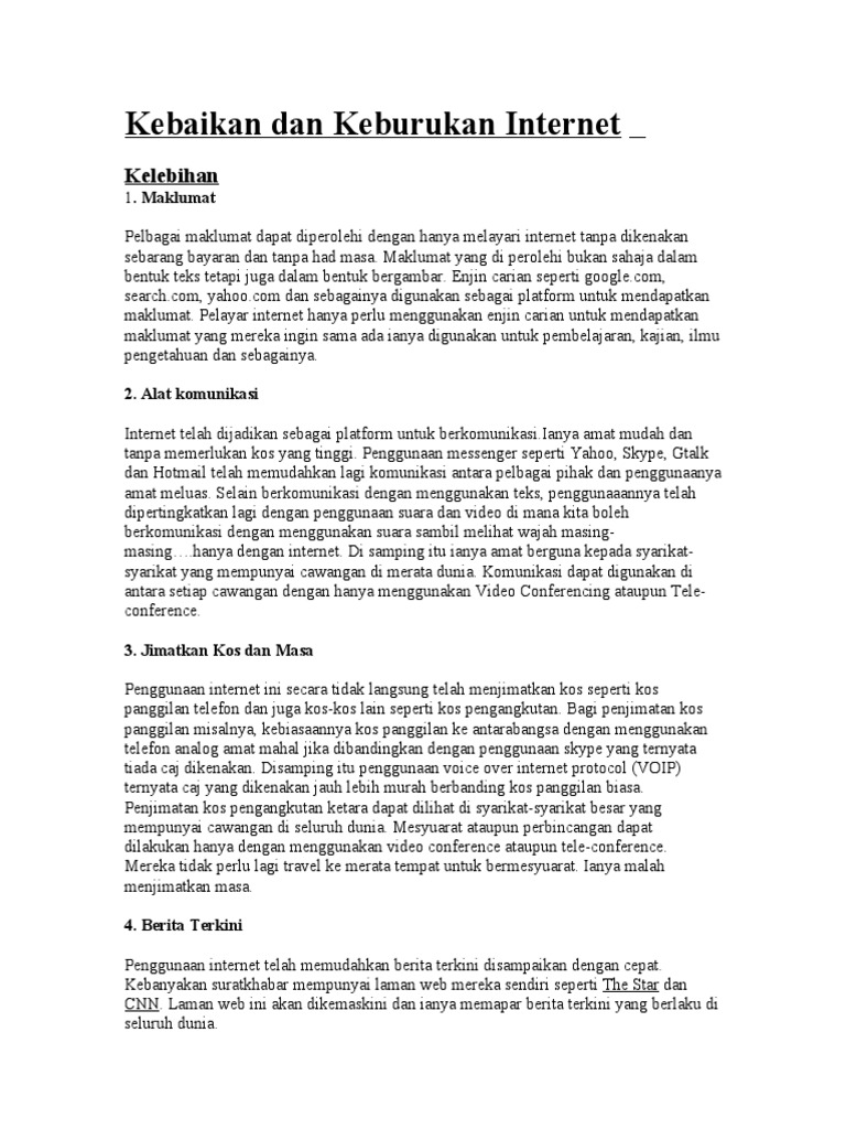Kebaikan Dan Keburukan Internet | PDF
