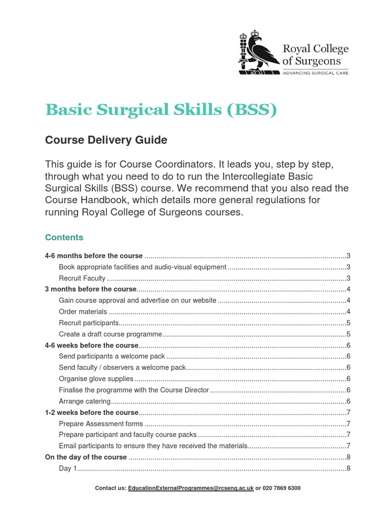 BSS Course Delivery Guide | PDF | Surgery