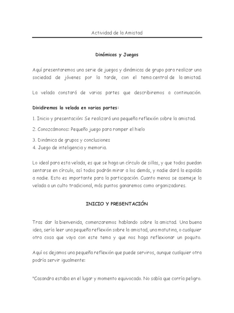 Actividad de La Amistad | PDF