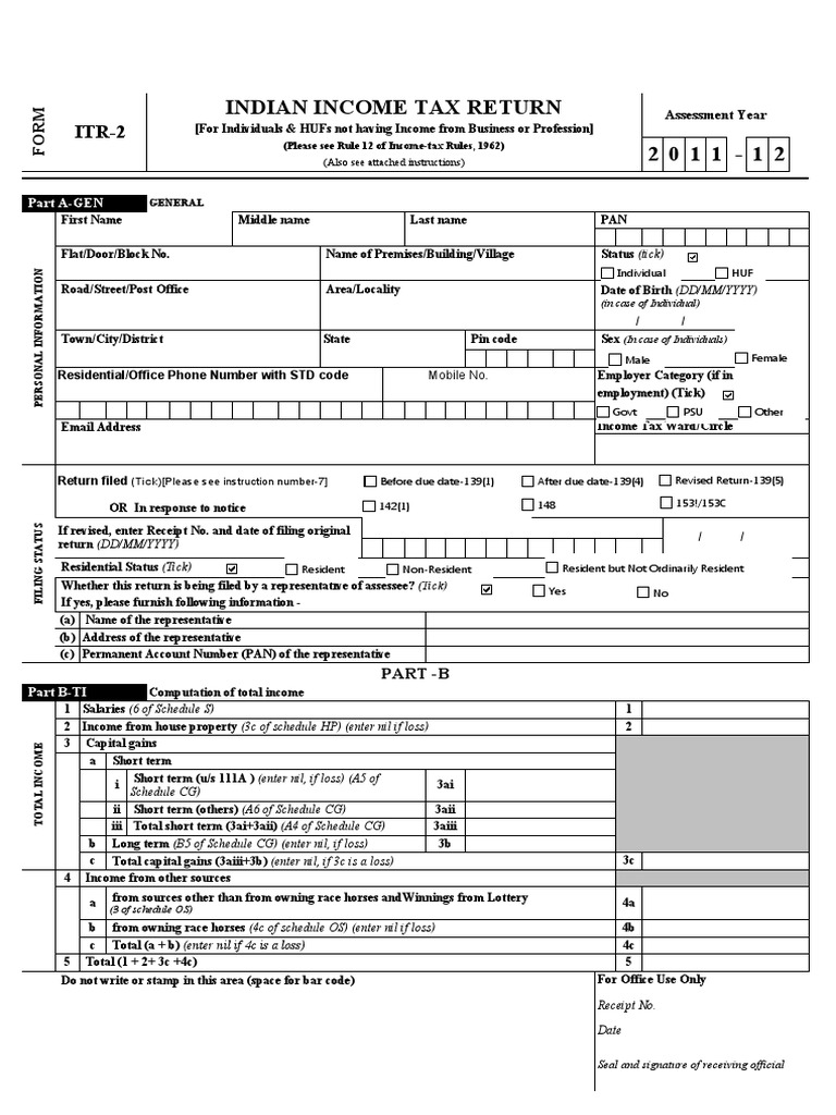 Itr2 in Excel Format For A.Y 2011 12 Financial Year 2010 11 | PDF ...