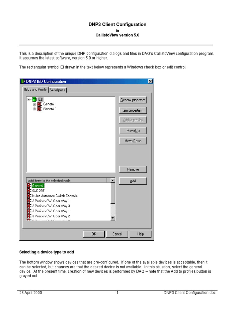 Dnp3 Client Configuration: in Callistoview Version 5.0 | PDF | Computer ...