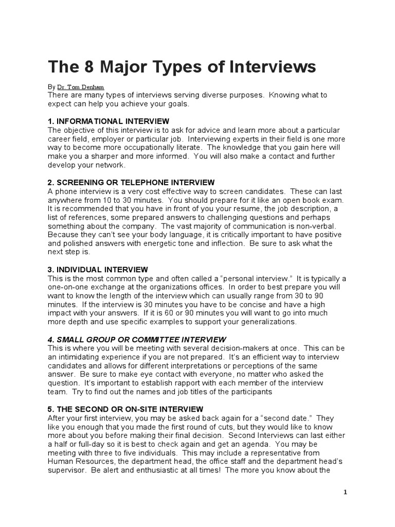 Interview Types in An Organisation | PDF | Interview | Competence ...