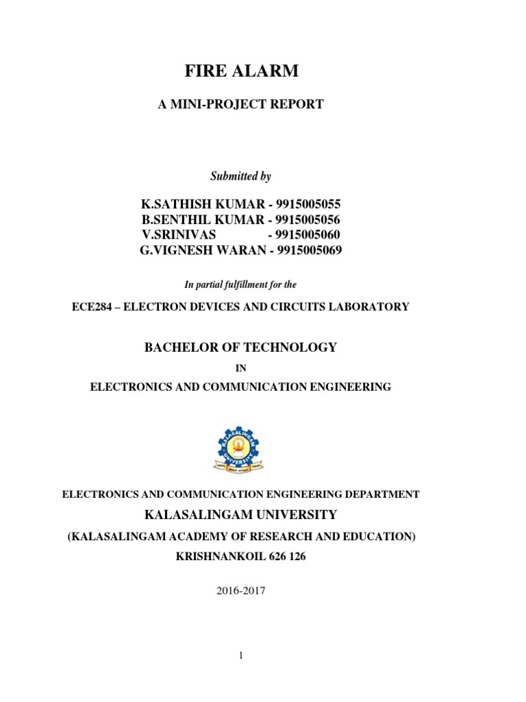 Fire Alarm Project Dsu | PDF | Integrated Circuit | Electronic Circuits