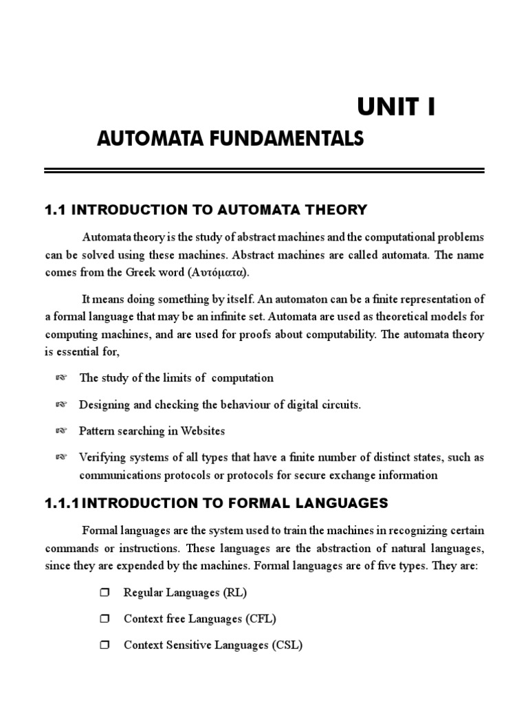 An Introduction to Automata Fundamentals and Formal Language Theory | PDF | Mathematical Proof ...