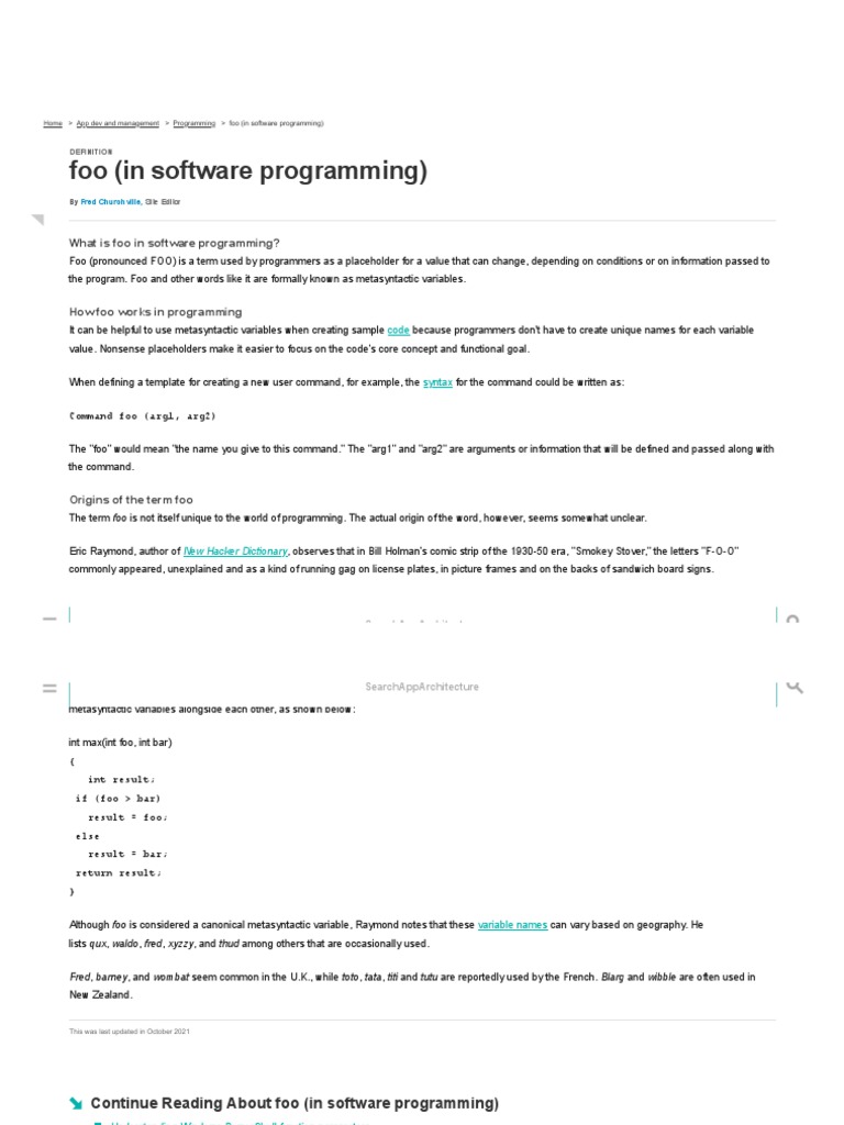 What Is Foo in Software Programming - Definition From ...