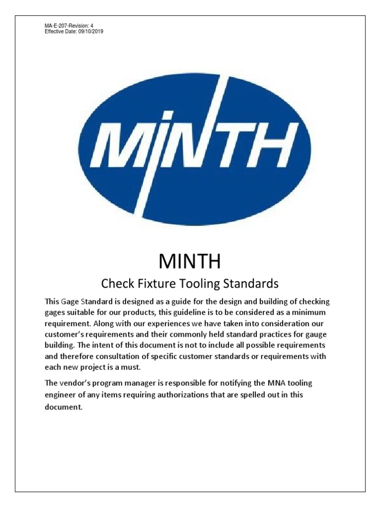 Minth Check Fixture Tooling Standards | PDF