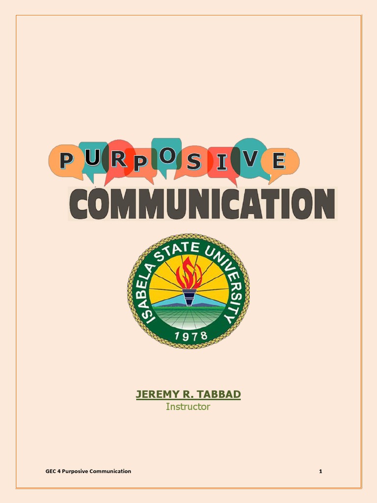 CHAPTER 4 - Lesson 1 Module (Purposive Communication) | PDF | Mass ...