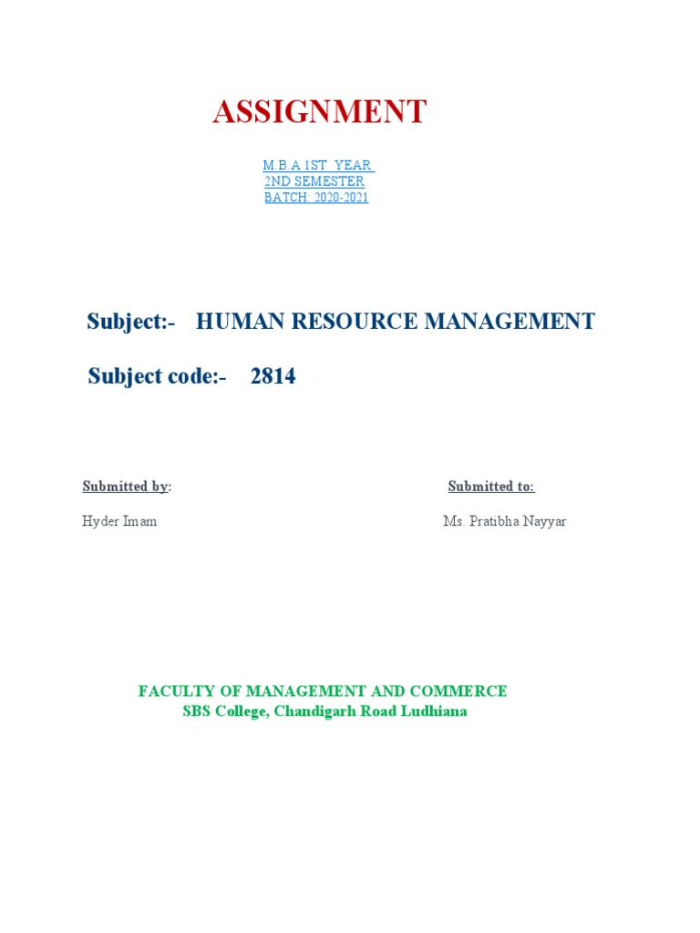 Assignment of Human Resource Management | PDF | Employment | Collective ...