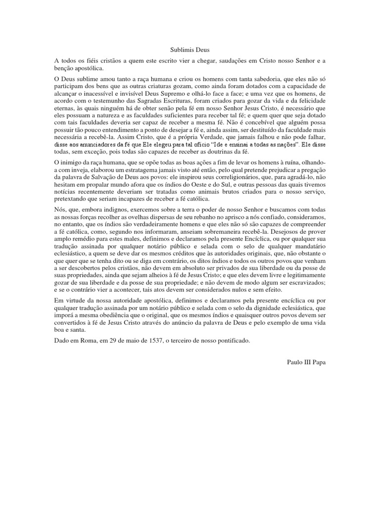 Bula Sublimis Deus | PDF