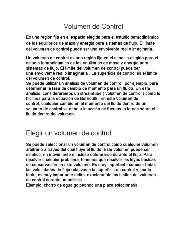 Volumen de Control | PDF | Fuerza | Presión