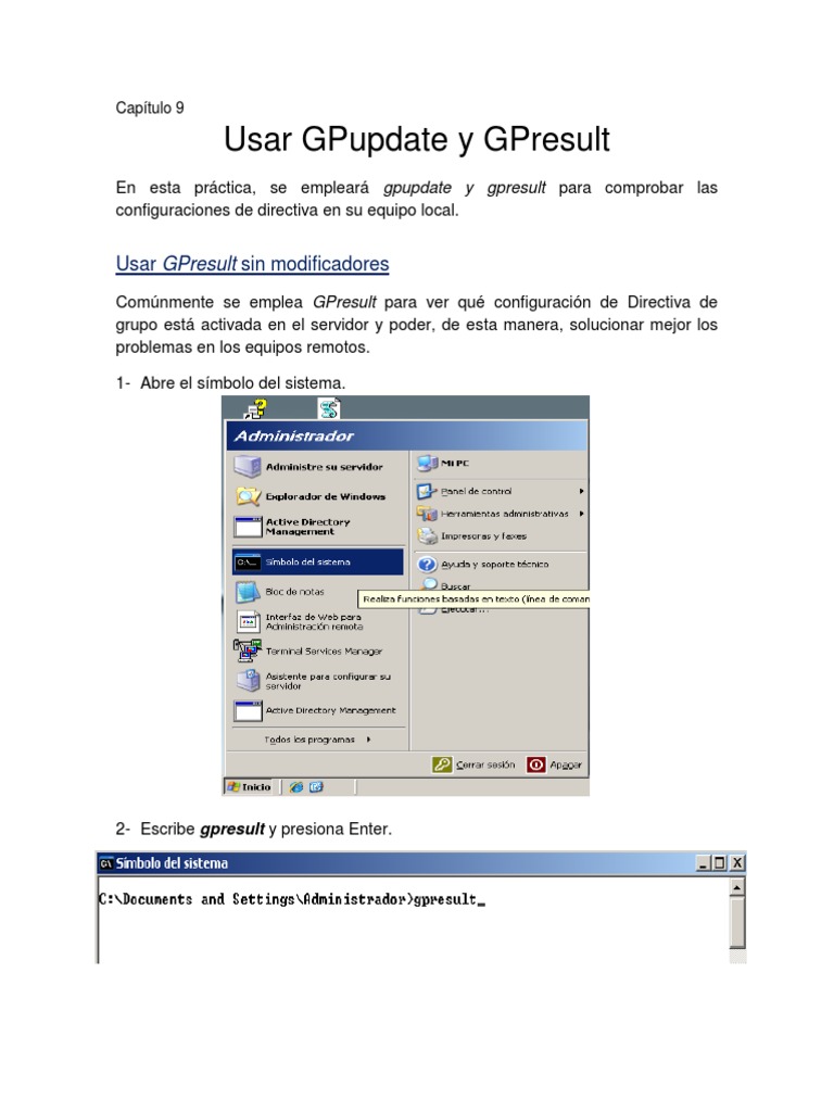 Gpupdate Gpresult | PDF | Archivo de computadora | Ventana (informática)