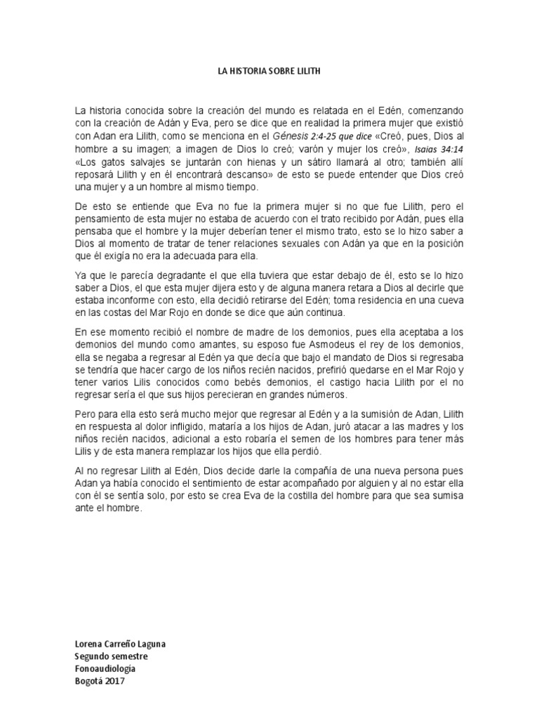 La Historia Sobre Lilith | PDF | Lilith | Jardín del Edén