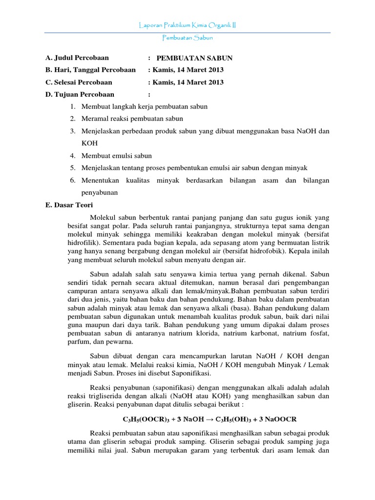 Laporan Pembuatan Sabun | PDF