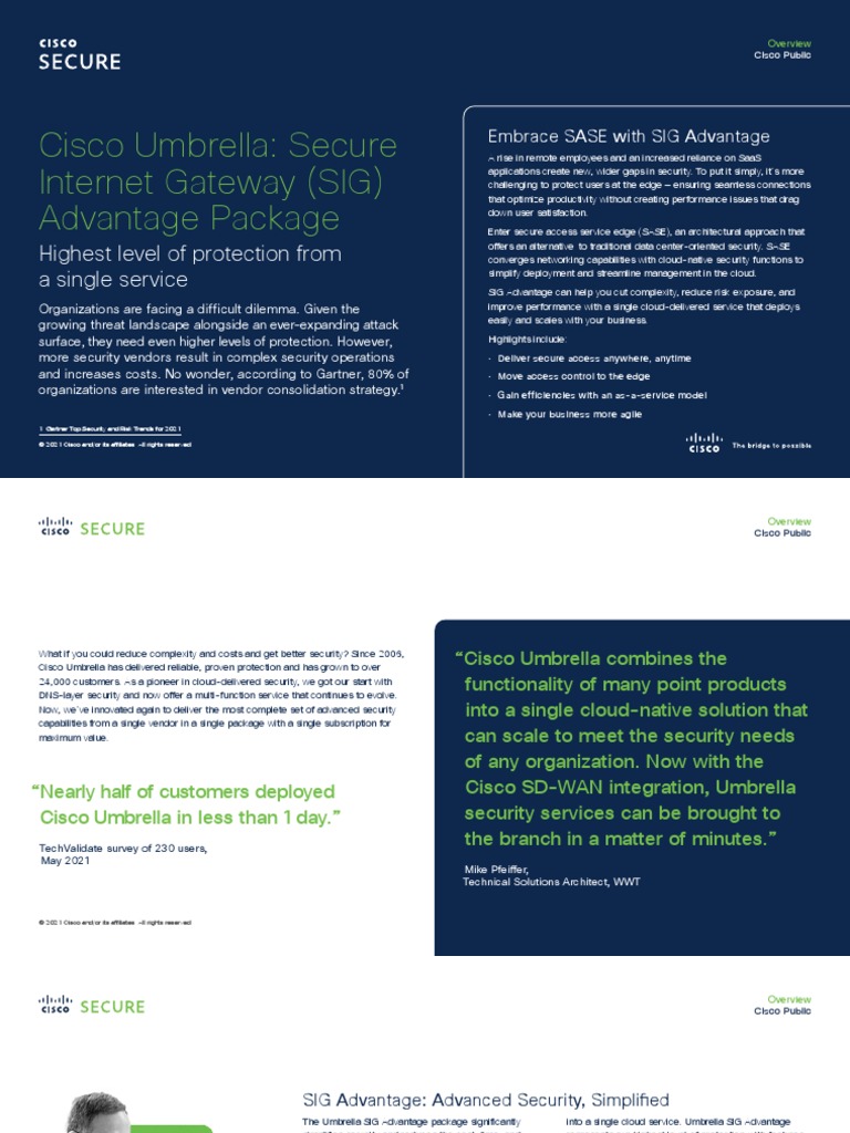 Cisco Umbrella Secure Internet Gateway Sig Advantage Package | PDF | Cloud Computing | Malware
