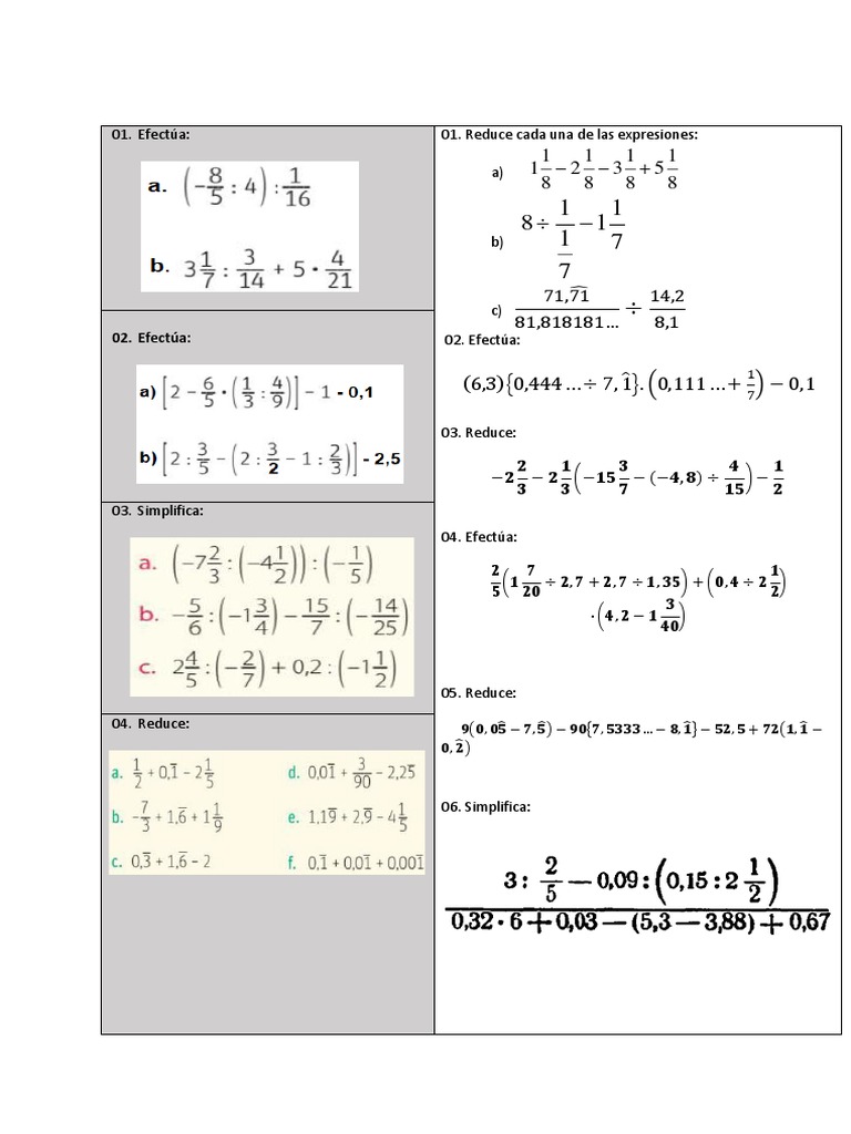 Operaciones Con Fracciones | PDF