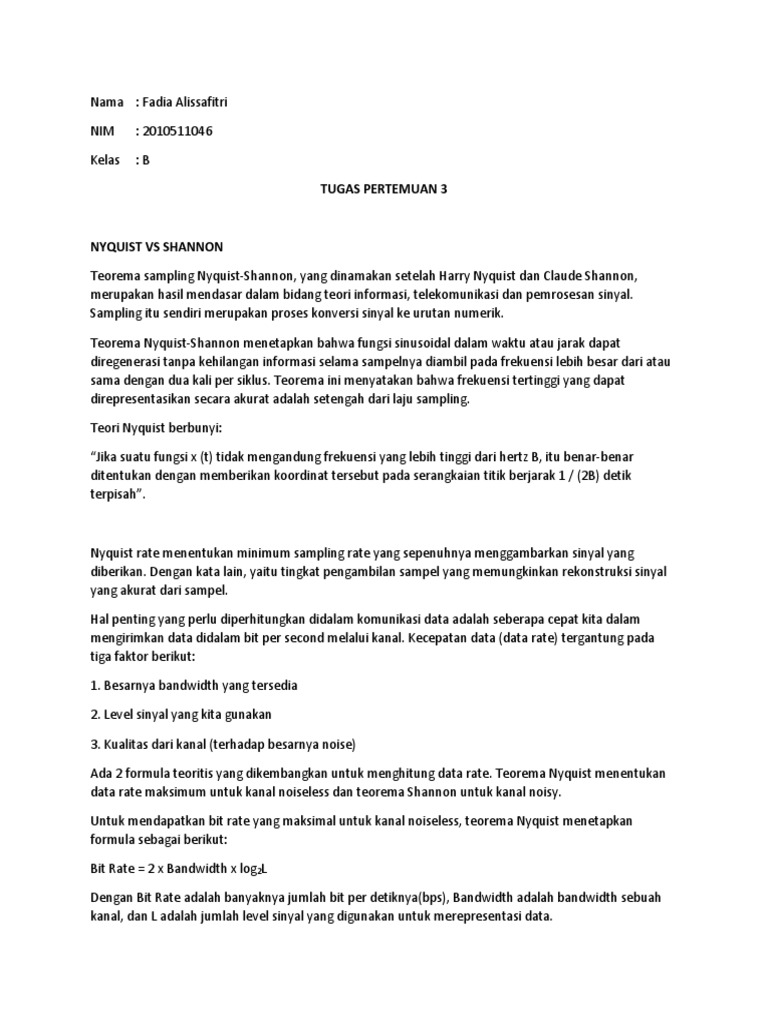 Teorema Nyquist-Shannon dalam Sampling | PDF | Teknologi & Rekayasa