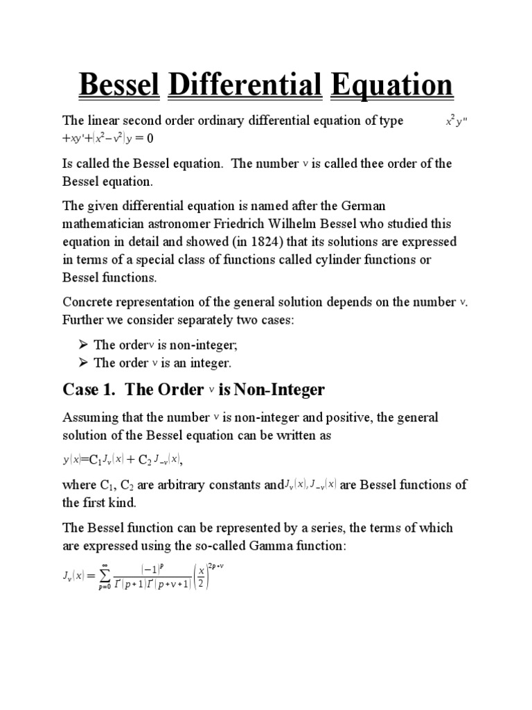 Bessel Differential Equation | PDF | Special Functions | Combinatorics