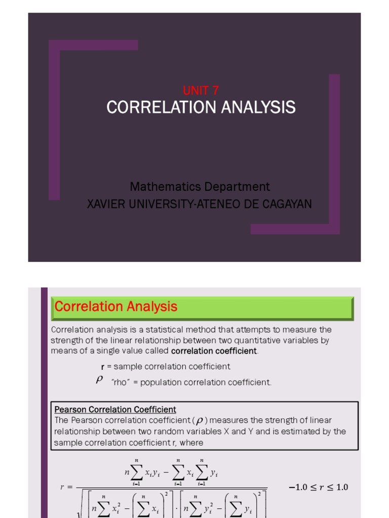 Unit 7 Correlation Analysis | PDF | Correlation And Dependence ...