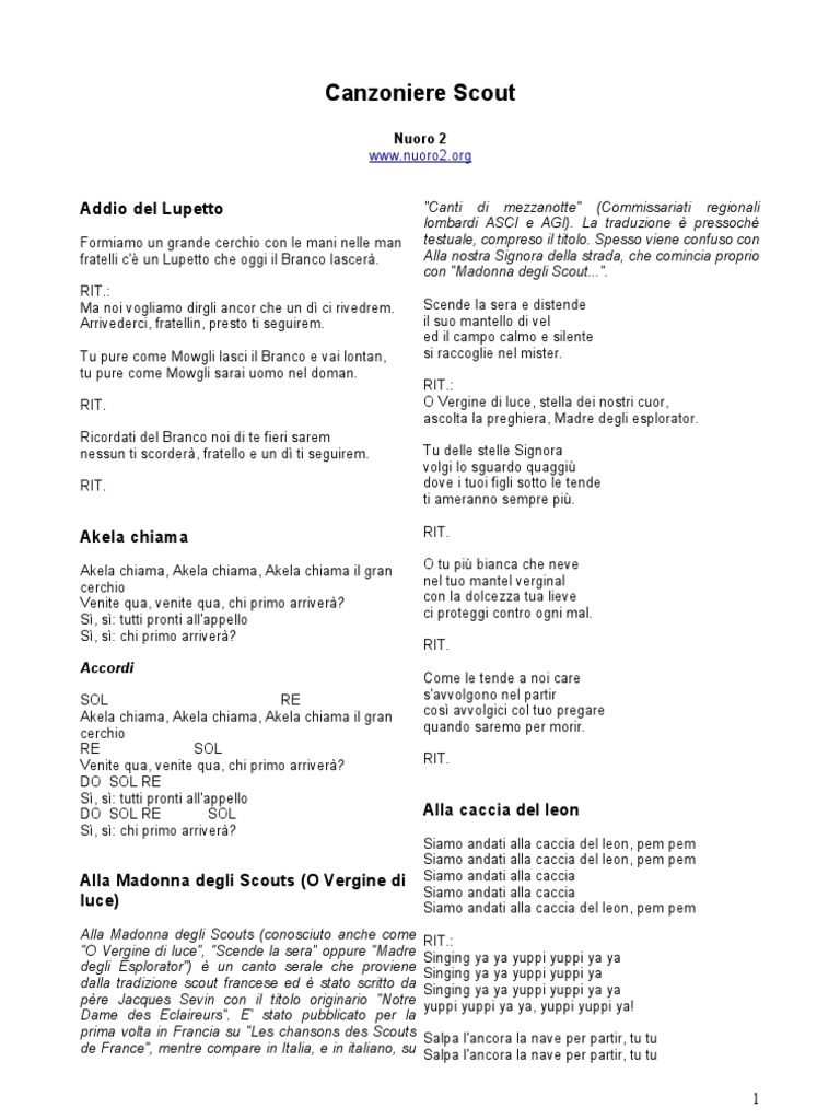 Canzoniere Scout Nuoro 2 | PDF