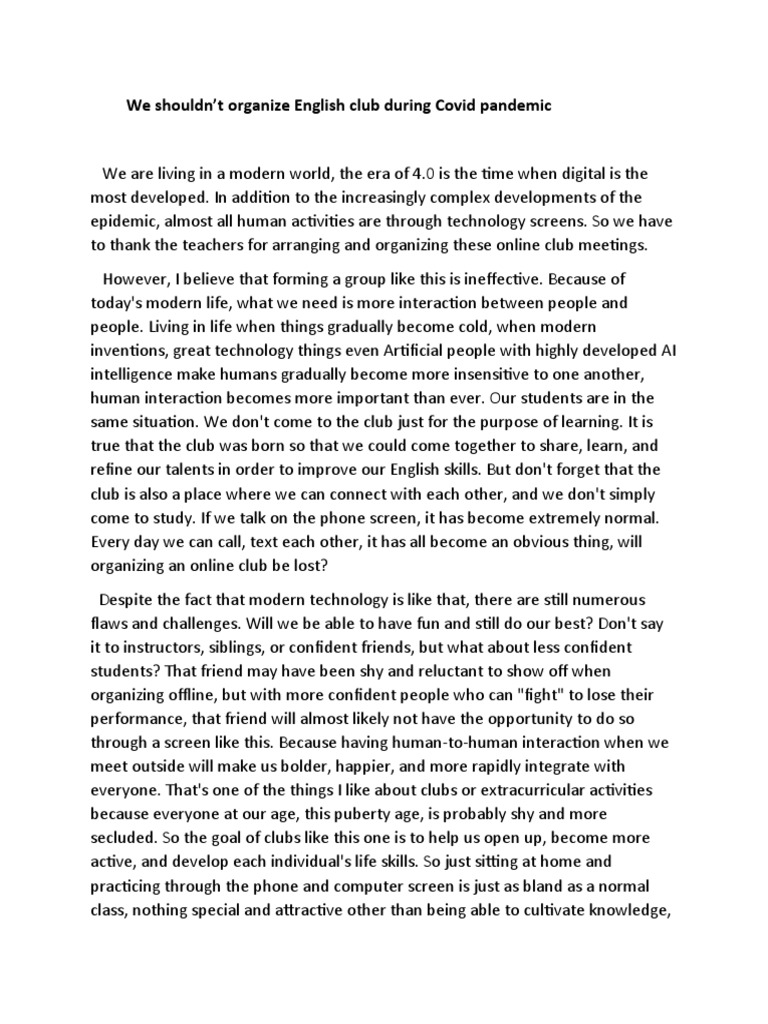 English Club | PDF | Online And Offline | Cognition