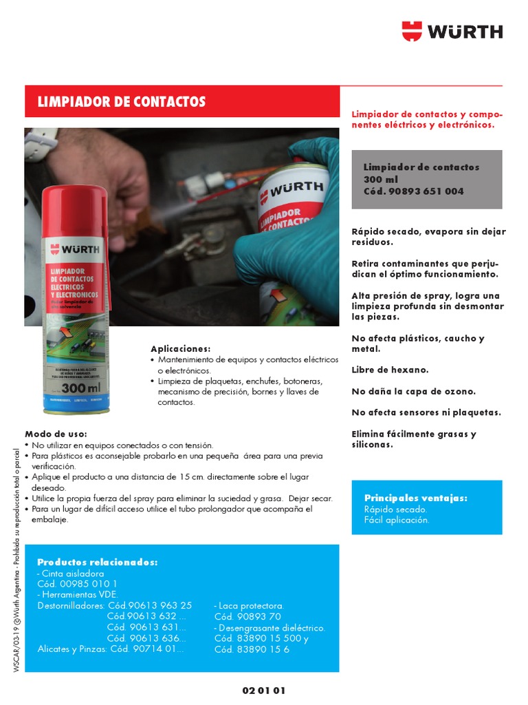 FT Limpiador de Contactos Wurth | PDF | Materiales
