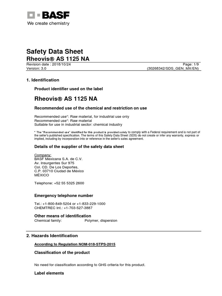 HS Rheovis AS 1125 | PDF | Toxicity | Firefighting