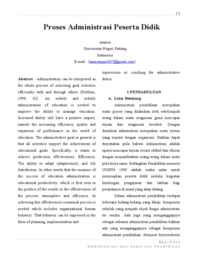 Pengertian Dan Proses Administrasi Peserta Didik | PDF